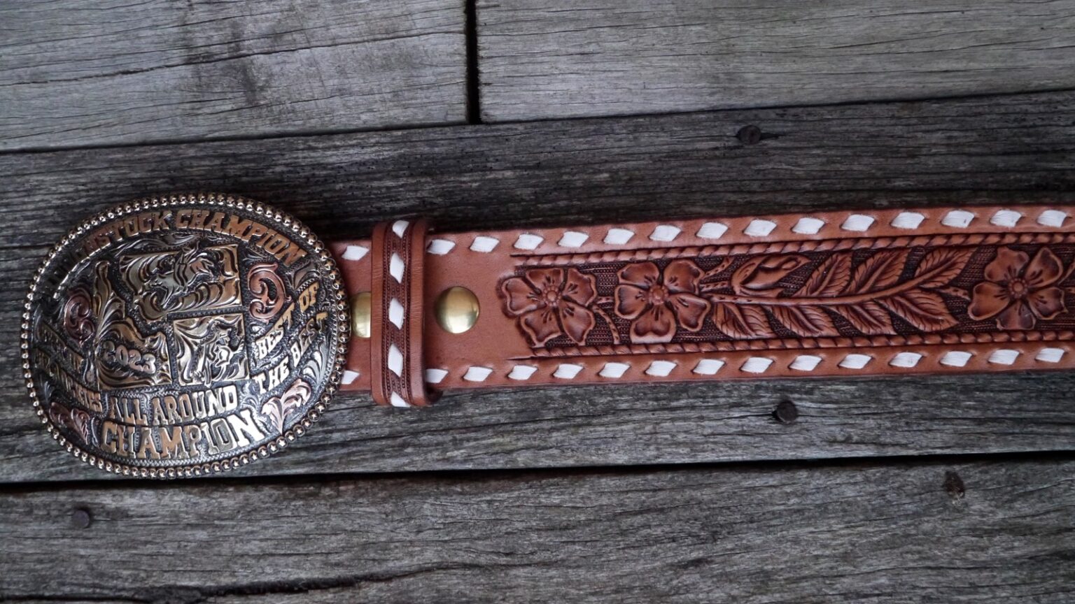 Men’s 2 inch Wide Leather Belt, Extra Heavy Hand Carved, Tooled & Buck ...