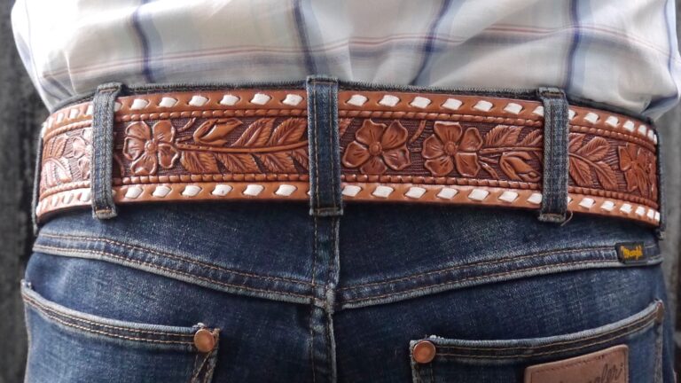 Men’s 2 inch Wide Leather Belt, Extra Heavy Hand Carved, Tooled & Buck ...