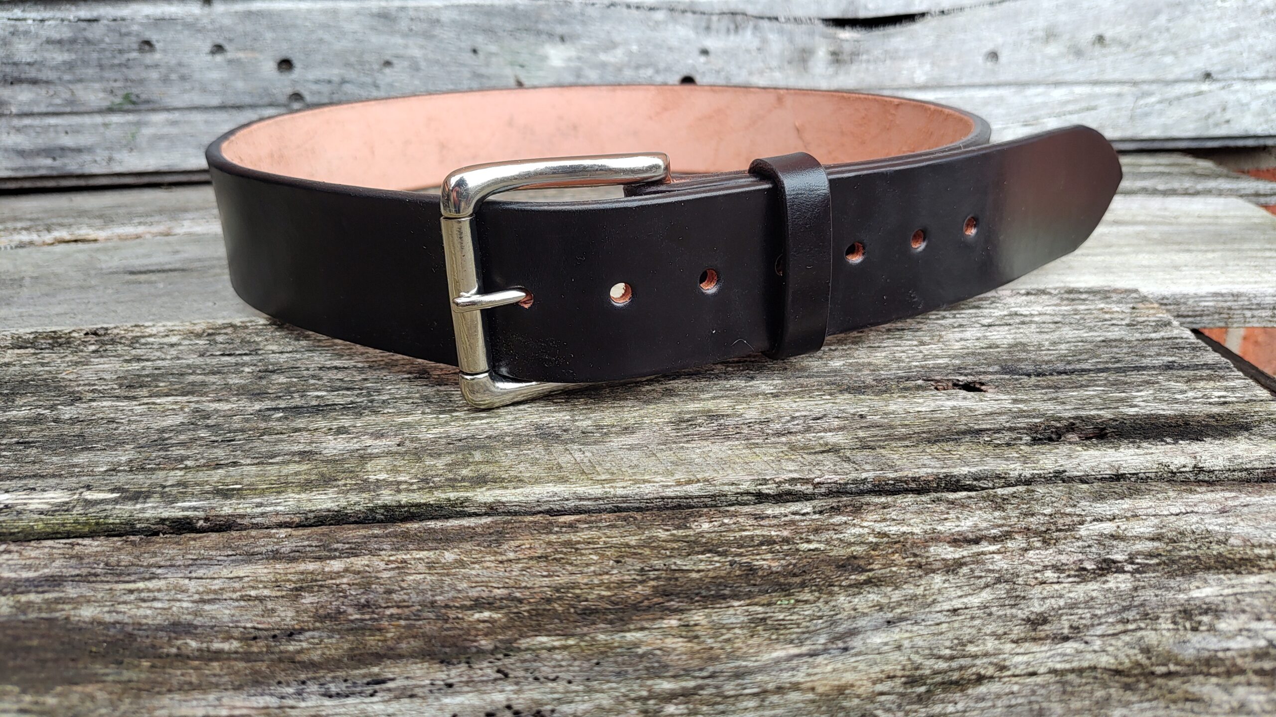 Men’s 2 Inch Wide Leather Belt, Extra Heavy in Black